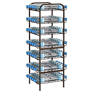 Water Bottle Organizer 5 Tier Water Bottle Storage Rack Metal Drink Stand Freestanding Water Bottle Holder Rack for Kitchen Pantry Home Party Large Storage Rustic Brown