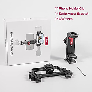 ULANZI Selfie Mirror Kit for Smartphone, Phone Holder with Cold Shoe & Flip Mirror, Video Live Streaming Camera Vlogging Accessories, Applicable for iPhone 14 13 12 X Pro Max Rig Sony Canon DSLR