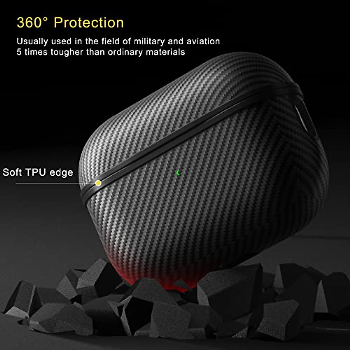 memumi Aramid Fiber Case for Airpods Pro 2 2022, Sturdy Durable Aramid with Hybrid TPU Soft Material Shockproof Protective Cover for Airpods Pro 2nd Generation Carbon Fiber Case 600D Black