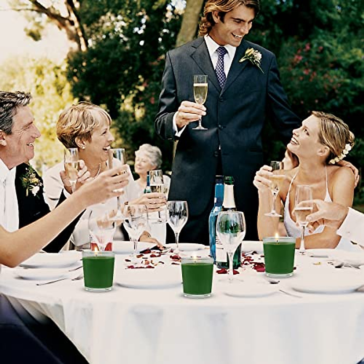 Set of 6 Green Votive Candles for Home Decoration Christmas Spring and St. Patrick's Day, 3oz Unscented Soy Wax Candle Filled in Clear Glass for Weddings Holidays Party and DIY