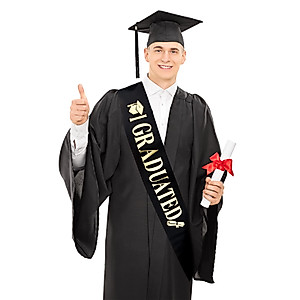 Vovii Graduation Decorations Class of 2024, Glittered Metal Graduation Princess Black Graduate Sash and Gold Grad Tiara Crown Class of 2024 for Graduation Party Decorations Grad Decor Favors