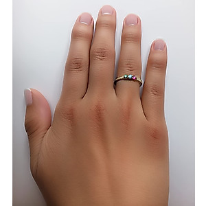 Family Mothers Ring 3 to 5 Birthstones In 10k Yellow or White Gold