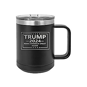 Donald Trump 2024 Make America Great Again MAGA Heavy Duty Stainless Steel Black Coffee Mug Travel Tumbler With Lid Novelty Cup Great Gift Idea For Conservative or Republican