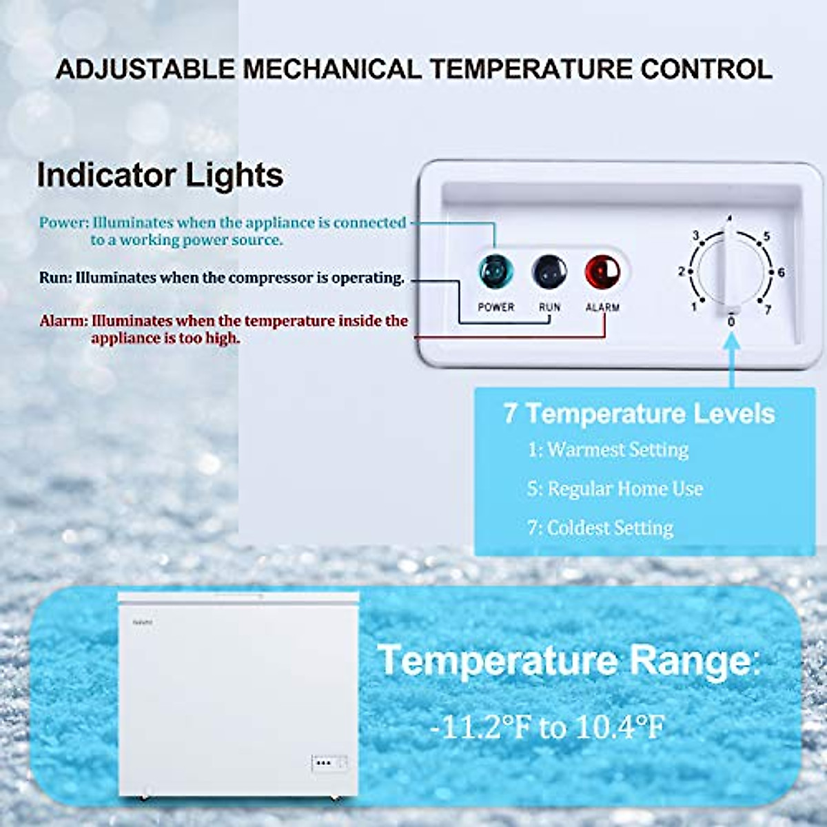 Galanz GLF70CWED01 Manual Defrost Chest Freezer, Mechanical Temperature Control, White, 7.0 Cu Ft