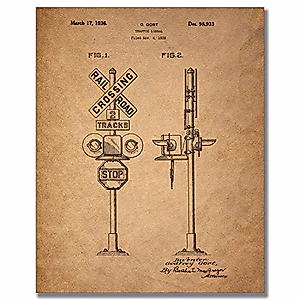 Railroad Train Patent Prints - Set of 6 (8 inches x 10 inches) Photos Locomotive Railway