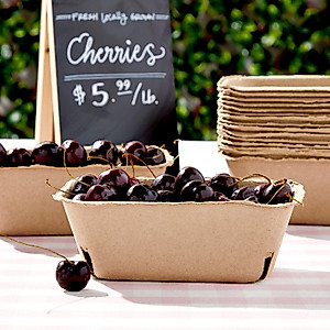 Pulp Fiber Berry Baskets for Fruit (1 Pint, 7.36 x 4.56 x 2.6 In, 60 Pack)