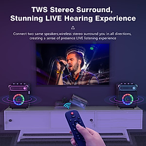 HWWR Karaoke Machine with 3 Wireless UHF Microphones for Adults, Portable Bluetooth Speaker, Party Speaker with Disco Lights for Outdoor, PA System Karaoke Speaker Support TWS, Unpowered Cabinets