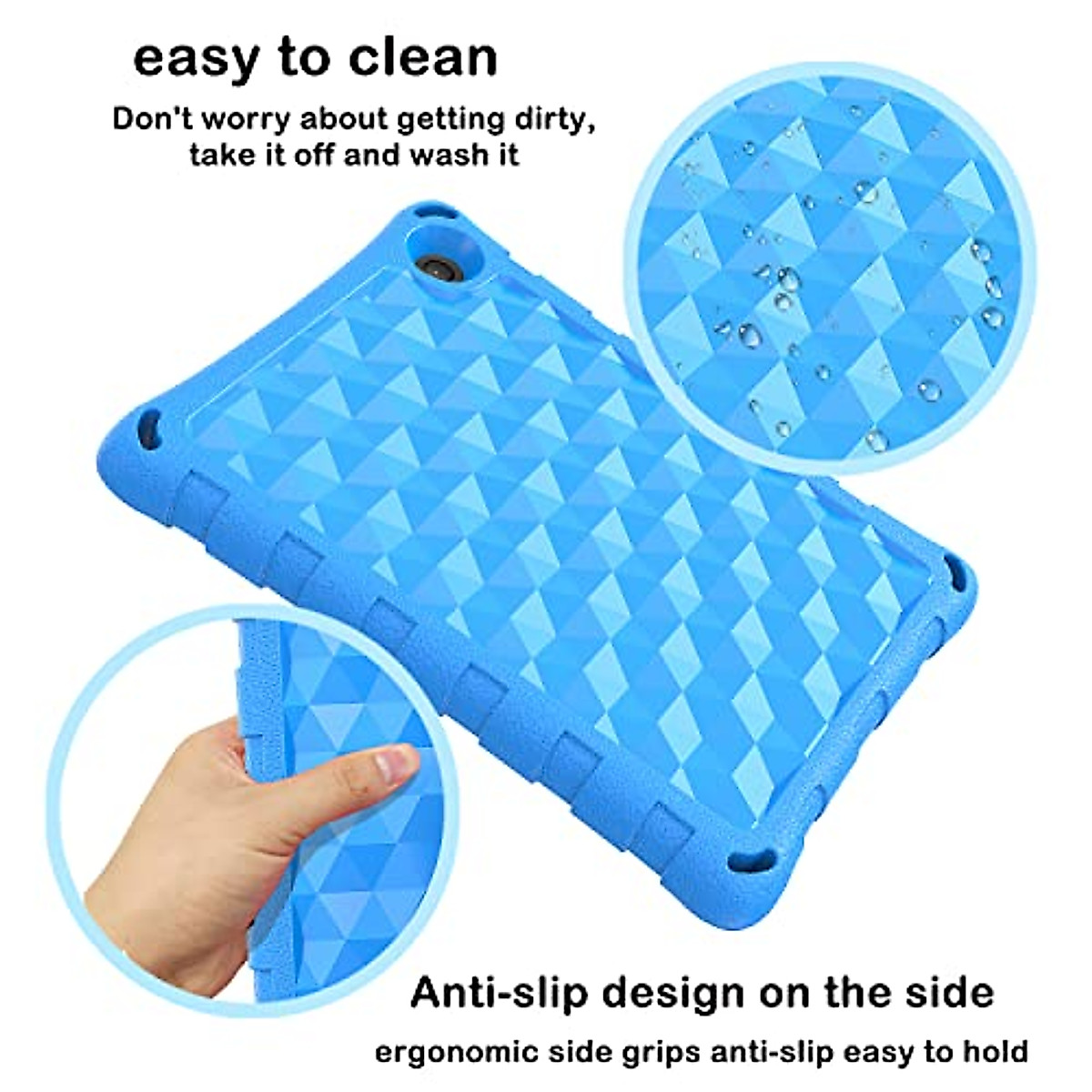 Fire 7 Tablet Case for Kids (only Compatible 12th Gen, 2022 Release), OQDDQO 2022 New Kindle Fire 7 Case, Extra Thick Protective Layer Double-Layer Shockproof in Four Corners (Blue)