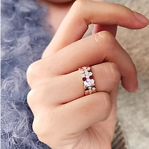 ZDIFDIC Rose Gold Honeycomb Stacking Ring 3 Pieces Hexagon Statement Rings with Delicate Cubic Zirconia Promise Wedding Engagement Eternity Bands Gifts for Women Size 6 to10(10#)