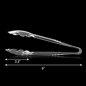 New Star Foodservice 35643 Utility Tong, High Heat Plastic, Scalloped, 9 inch, Set of 12, Clear
