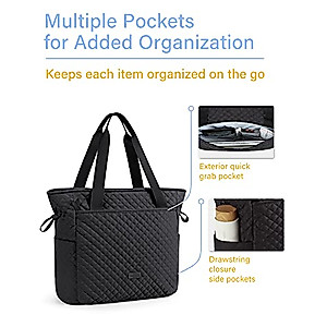 BAGSMART Quilted Tote Bag, Top Handle Handbags for Women, Shoulder Bag, Durable Carry Handles, Machine Washable, 25L Large Hobo Bag for Work, School, Travel