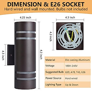 Housen Solutions Outdoor Light Fixture, IP65 Waterproof Exterior Lighting Fixtures, Oil Rubbed Bronze Aluminum Wall Mount Porch Lights, Outdoor Lights for House Garge