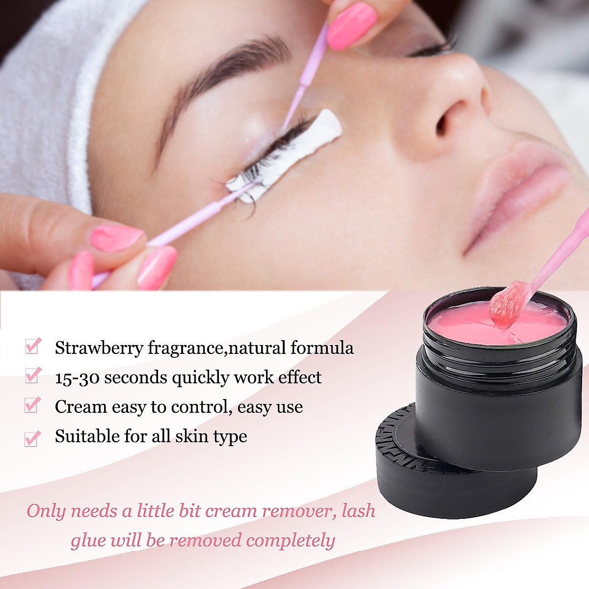 AREMOD Eyelash Extension Remover Kits, 5g False Eyelash Glue Remover Cream Disposable Microbrush Mascara Wands Eyelashes Patch Sticker for False Lash Remover for Lash Extensions