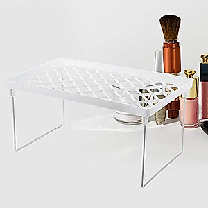 DOITOOL Foldable Cabinet Storage Rack Cosmetic Makeup Shelf Bathroom Countertop Organizer Kitchen Counter Storage Shelves Office Desktop Stationery Rack