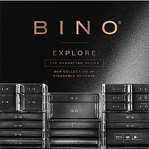 BINO | 5-Drawer Makeup Organizer, Lexington Avenue | THE MANHATTAN SERIES | Modular Design Storage Drawers | Vanity Acrylic Organizers | Stackable Storage Bins | Clear Makeup Organizers And Storage