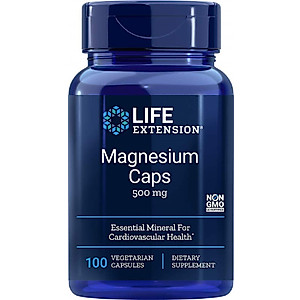 Life Extension Magnesium Vegetarian Capsules, 500 mg, 100 Count ,Pack of 2