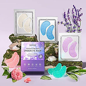 SHVYOG Under Eye Patches, Under Eye Mask for Dark Circles and Puffiness, Eye Gel Pads for Puffy Eyes, Anti Aging Eye Bags Treatment for Women, Pearl, Green Tea, Camellia, Marine Collagen, Lavender