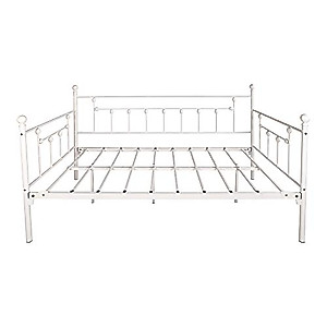 HAHRIR Metal Daybed Frame Set Premium Steel Slat Support Daybed and Roll Sofa Bed (Twin, White)