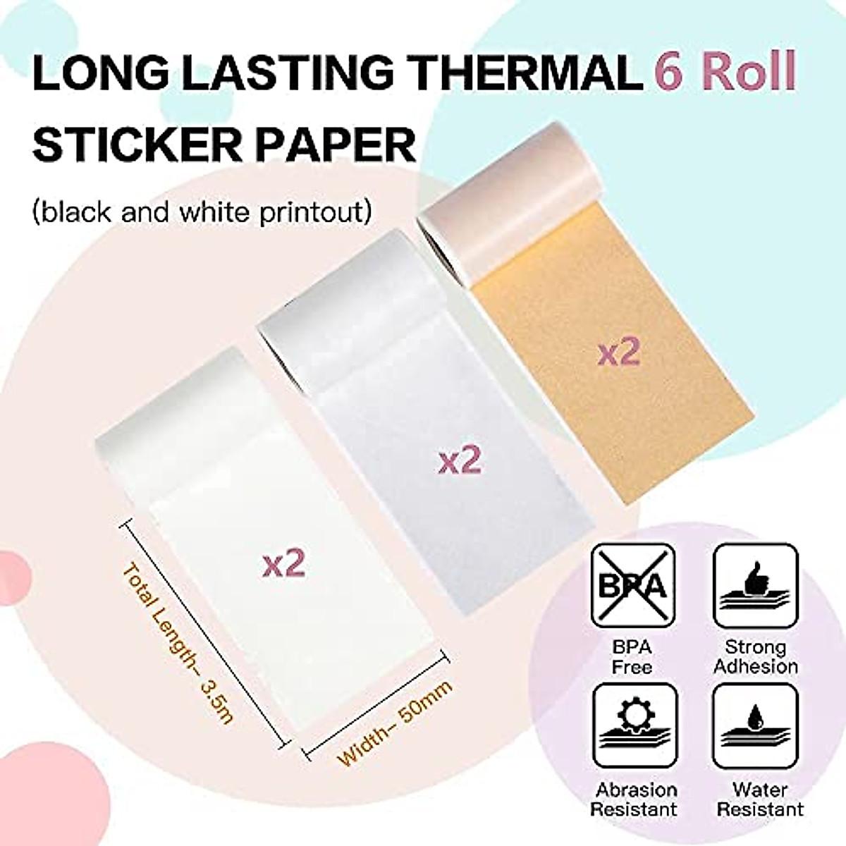 Phomemo M03 Green Portable Printer- Bluetooth Thermal Photo Printer with 6 Roll 2 Inch White/Gold Glitter/Silver Glitter Thermal Paper, Compatible with iOS + Android for Photos, Journalist, Work, Plan