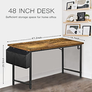 Lufeiya Small Computer Desk White Writing Table for Home Office Small Spaces 31 Inch Modern Student Study Laptop PC Writing Desks with Storage Bag Headphone Hook,White Black