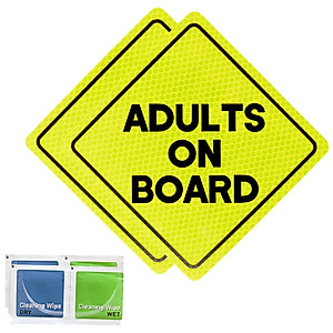 Baby on Board Sticker for Cars Funny,Yellow Night Safety Driving Reflective Kids on Board Sign,2Pack 5.5"x5.5"Vinyl Cute Baby on Board Decal for Window and Bumper