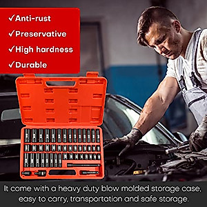 YIYITOOLS 48 Pcs 3/8” Drive Impact Socket Set (5/16 inch to 3/4 inch and 8-22mm),6-Point,CR-V