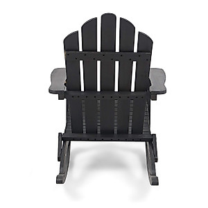 Christopher Knight Home Cara Outdoor Adirondack Acacia Wood Rocking Chair, Dark Gray Finish