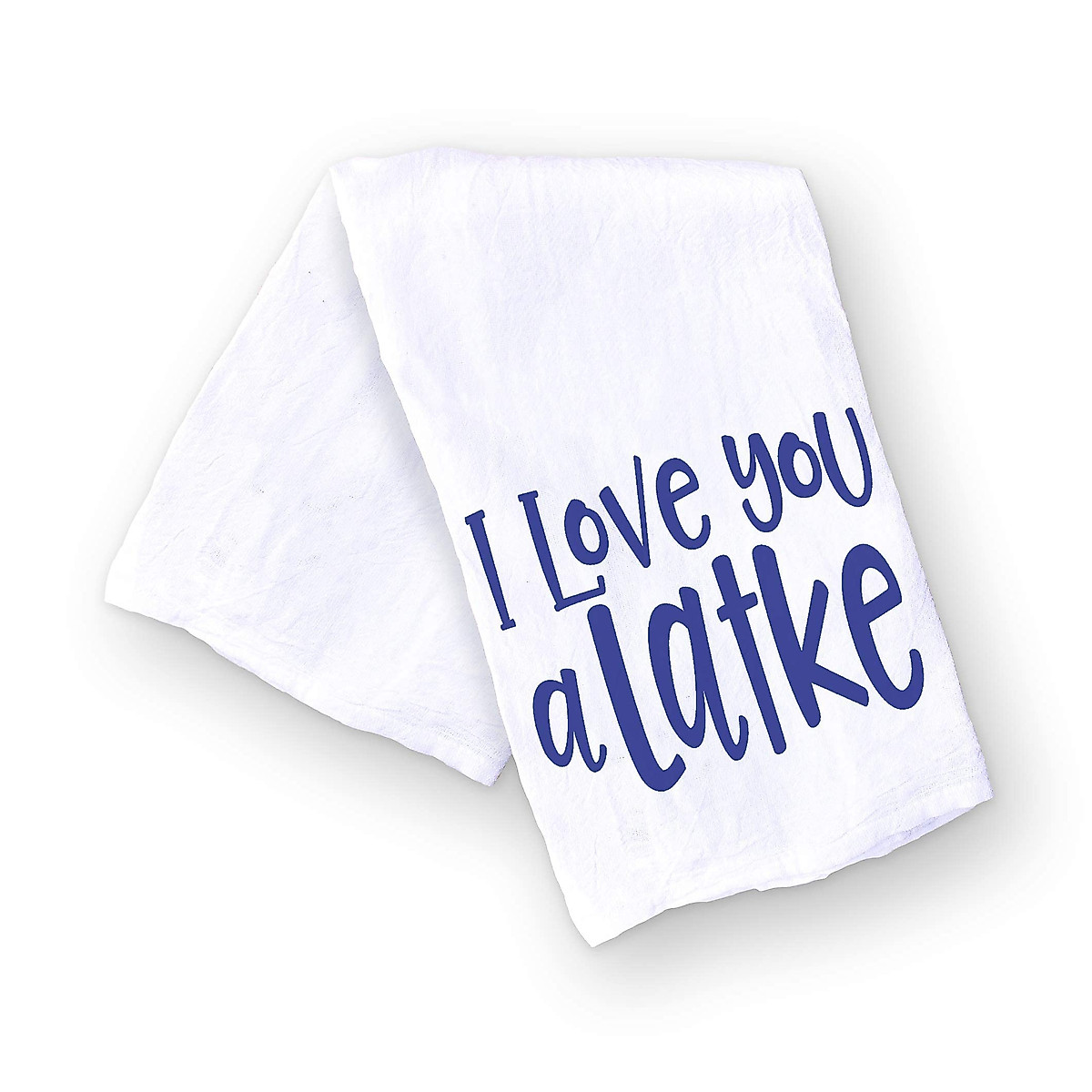 Funny Jewish Holiday Kitchen Towel, I Love You a Latke Hanukkah and Shabbat Jewish Holiday Gift for Housewarming or Hostess, Handmade Dish Towel (I Love You A Latke)