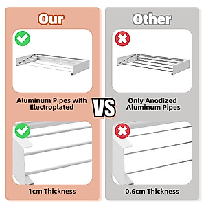 ZMBESUP Laundry Drying Rack Collapsible, Wall Mounted Drying Rack, Clothes Drying Rack, Retractable Wall Drying Rack, 31.5" Wide, 13.2 Linear Ft, 5 Aluminum Rods, 60 lb Capacity (White, 31.5" Wide)