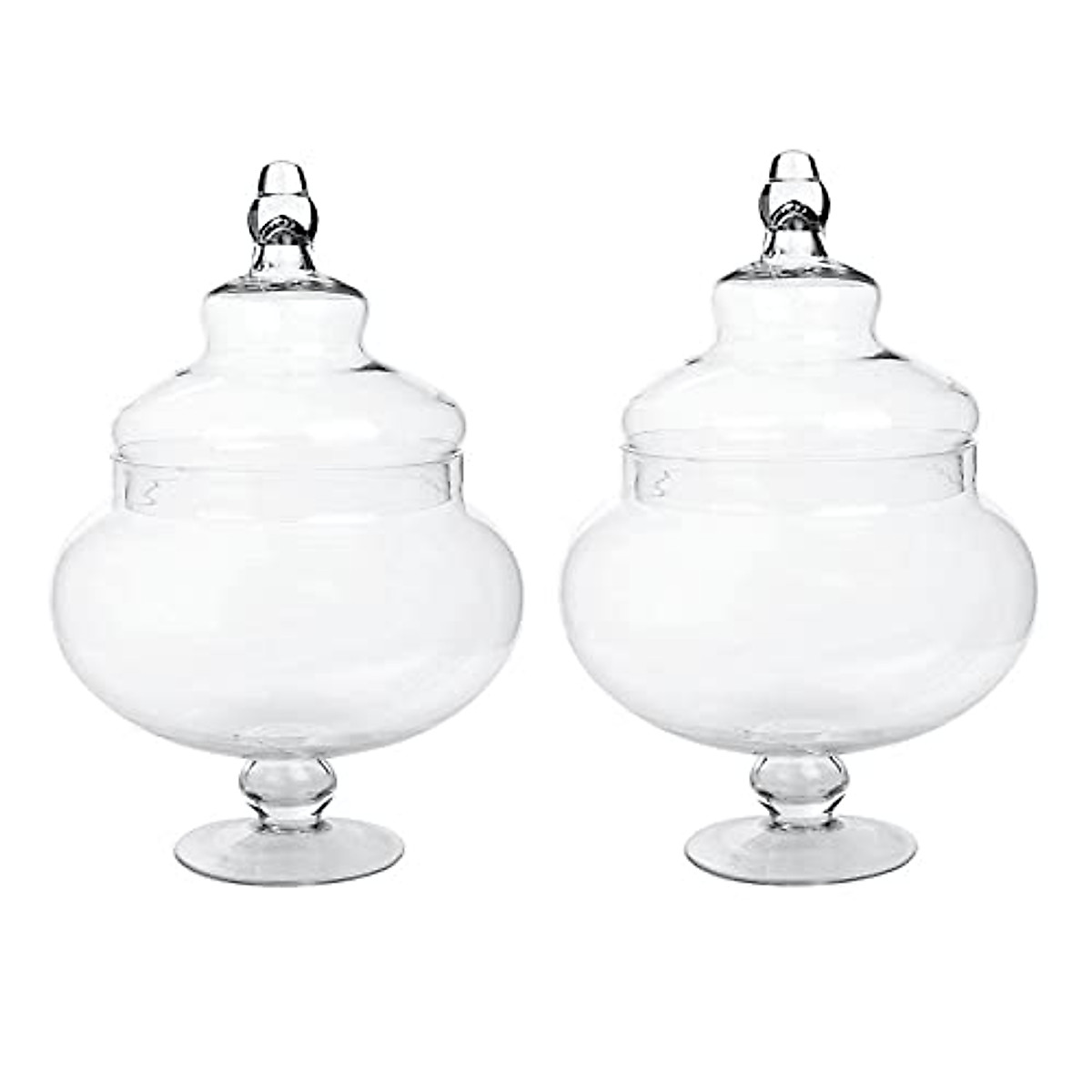 Livejun Glass Apothecary Jars Clear candy Buffet Display Small Elegant Storage Jars Decorative cookies Storage Clear Glass Canisters for Kitchen Wedding Party Set of 2