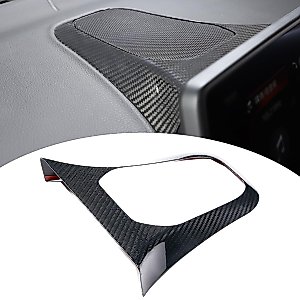 RURZTDAKM Car Center Console Dashboard Horn Decorative Protector Cover,Real Carbon Fiber Trim,Fit for Toyota Supra GR A90 A91 MK5 2019-2022,Auto Interior Accessories (Black Carbon Fiber)
