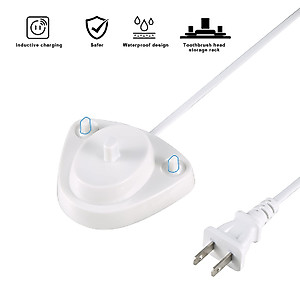 Toothbrush Charger for Oral B, POEXUJING Portable Inductive Electric Toothbrush Charger for Model 3757 with 2 Toothbrush Head Holders and 2 Dust Caps, Charging Base Power Cord for Travel Replacement