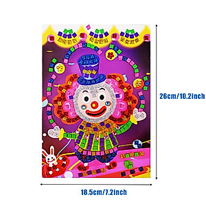 Mosaic Sticker Art Kits for Kids - Mosaic Sticker Art Sticky DIY Handmade Art Kits for Kids - Dinosaur, Horse, Peacock, Elephant, Tiger, Giraffe, Fish, Bee, Clown, Bus, Taxi, Submarine(12 Pack)