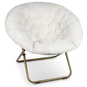 Milliard Cozy Chair/Faux Fur Saucer Chair for Bedroom/X-Large (White)