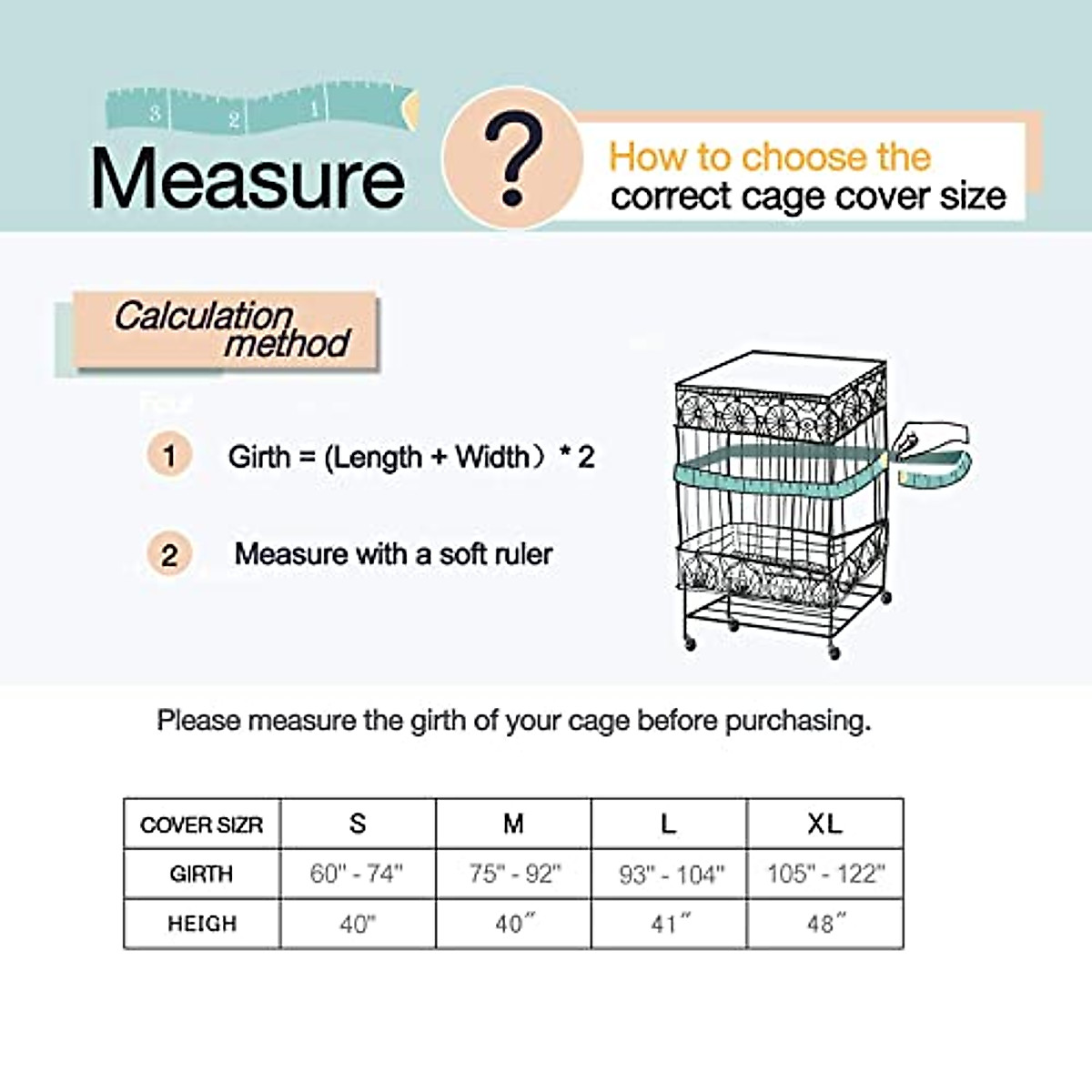 Explore Land Pet Cage Cover with Removable Top Panel - Good Night Cover for Bird Critter Cat Cage to Small Animal Privacy & Comfort (Small, Black)