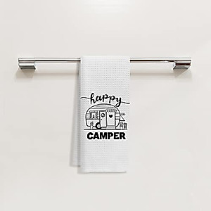 Happy Camper Towels Kitchen Towels Dishcloths Hand Towels,Camping Kitchen Towels for Camp Campers RV Trailer,Camping Gifts for Women Men Kids Camper Dad Her Him Boys,Camping Lovers Gifts