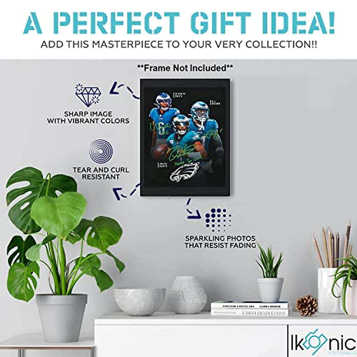 Ikonic Fotohaus Jalen Hurts AJ Brown Devonta Smith Signed Photo Autograph Print Wall Art Home Decor