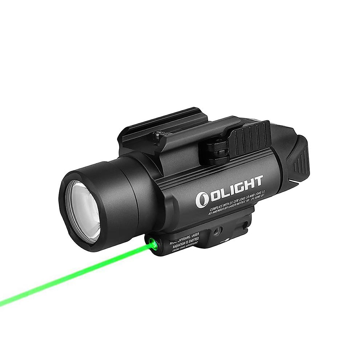 OLIGHT Baldr Pro 1350 Lumens Tactical Weaponlight with Green Light and White LED, 260 Meters Beam Distance Compatible with 1913 or GL Rail, Batteries Included(Black)