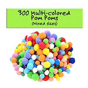 EPIQUEONE 750-Piece Arts & Crafts Supply Set | Includes 150 Multicolor Pipe Cleaners, 300 Pom Poms & 300 Googly Eyes | Ideal for Use at Home & School for DIY Art & Craft Projects, Decoration & More