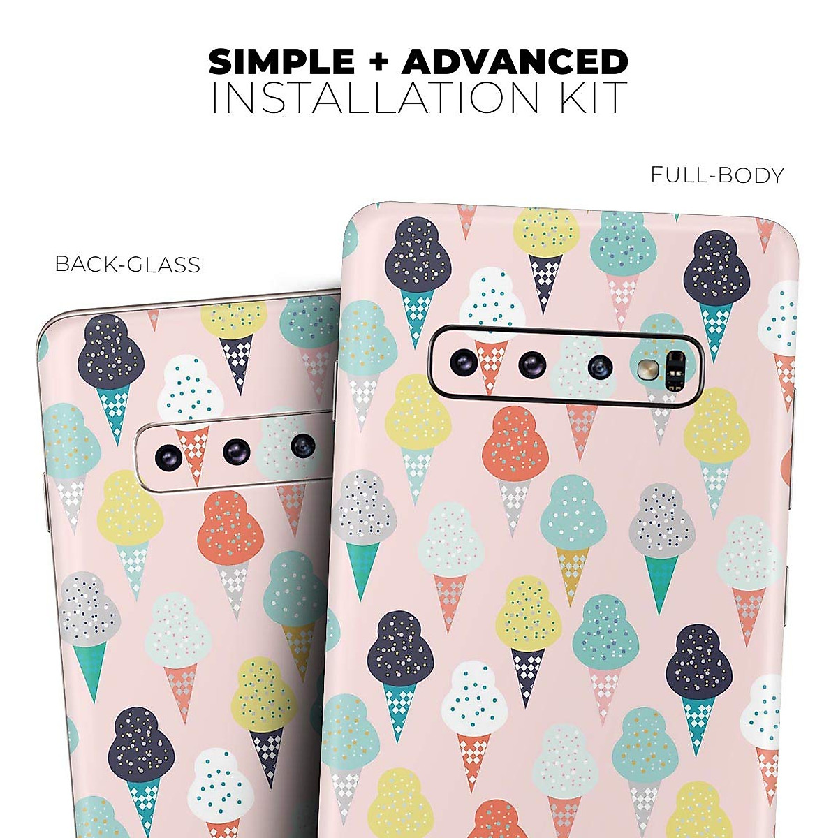 DesignSkinz The All Over Pink Ice Cream Cone Pattern Protective Vinyl Decal Wrap Skin Cover Compatible with The Samsung Galaxy S20 (Screen Trim & Back Glass Skin)