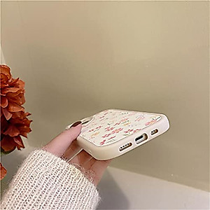 Ownest Compatible for iPhone 13 Case with Cute Flowers Floral Pattern for Women Girls Soft Silicone Love Lens Protection Case for iPhone 13 [Not Fit iPhone 13 Pro]-White