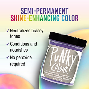 Punky Platinum Blonde Toner Semi Permanent Conditioning Hair Color, Non-Damaging Hair Dye, Vegan, PPD and Paraben Free, lasts up to 25 washes, 3.5oz