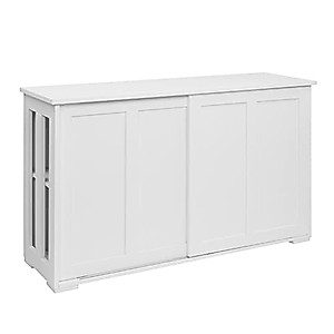 SEASD Kitchen Sideboard Cabinets FCH Double Sliding Door Sideboard Porch Cabinet White Dining Cabinet (106 X 33 X 62) Cm