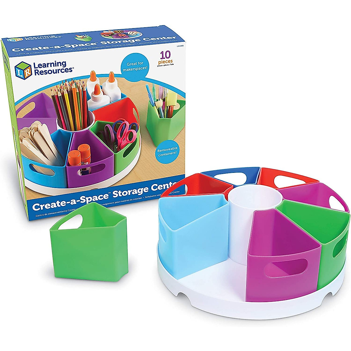 Learning Resources Create a Space Storage Center - 10 Piece set Art/Desk Organizer for Kids, Crayon/Homeschool Organizers and Storage