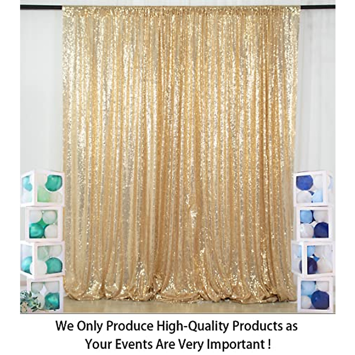 PHOTOBOOTH Backdrop -4FTx7FT-Light Gold-Sequin backdrops, Sequin Fabric,Wedding backdrops,Rust Backdrop,Sequin Curtains,Photography Backdrop (Light Gold)