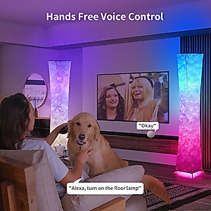 chiphy Floor Lamp, RGB Color Changing and Dimmable LED Lamp, Smart WiFi Bulbs Compatible with Alexa & Google Assistant, 64" Tall White Fabric Shade Light, Modern for Living Room, Bedroom, Game Room