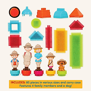 Battat- Bristle Blocks- STEM Interlocking Building Blocks- 85 pc Playset- Reusable Carry Case- Developmental Toys for Toddlers & Kids- Safari Adventure Carrying Case- 2 Years +