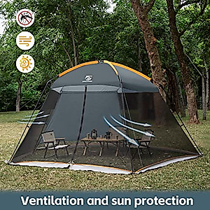 UNICAMPER Screen House 13.5x13 Ft Gazebo Mosquito Tent UPF 50+ Canopy Shelter Shade Easy Setup & Waterproof with Sidewall for Patios Outdoor Camping Activities(Grey)