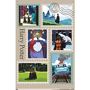The Wizarding World: Harry Potter - Stamps Collage Wall Poster with Pushpins