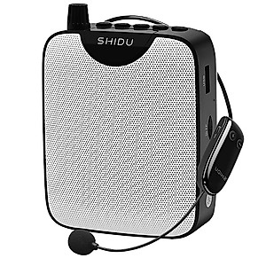 Voice Amplifier, SHIDU Original Wireless Voice Amplifiers 10W Rechargeable Portable Mini PA System Speaker with UHF Wireless Microphone Headset for Teachers, Yoga, Tour Guides, Coaches, Classroom